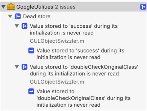 Xcode Analyze Reveals Two Dead Store Issues · Issue 3852 · Firebase