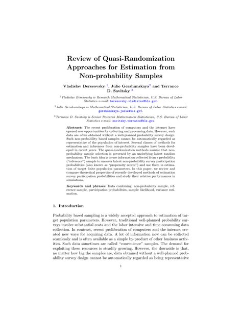 pdf review of quasi randomization approaches for estimation from non