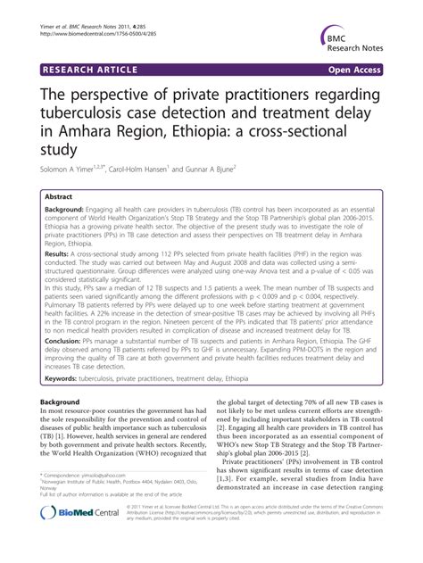 Pdf The Perspective Of Private Practitioners Regarding Tuberculosis Case Detection And