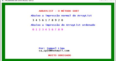 Samuel Lima Programador Ccjava Arraylist O Método Sort