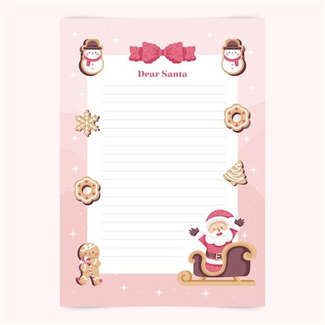 손으로 그린 소원 산타 편지 템플릿 무료 벡터