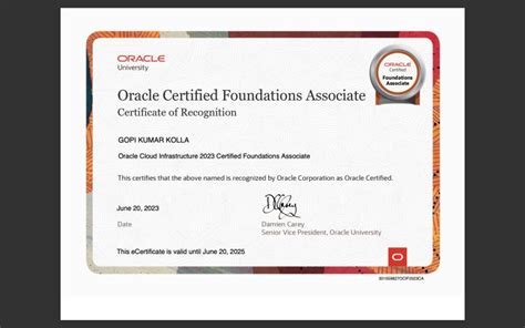 Gopi Kumar Kolla On Linkedin Oracle Learning Oraclecertified
