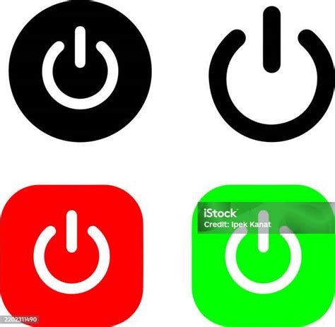 아이콘 전원 켜기 전원 끄기 종료 버튼의 집합입니다 흰색 또는 투명 배경 평면 벡터 그림 심플한 디자인에 고립되어 있습니다 누름