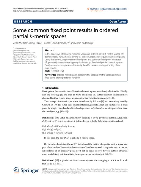 Pdf Some Common Fixed Point Results In Ordered Partial B Metric Spaces