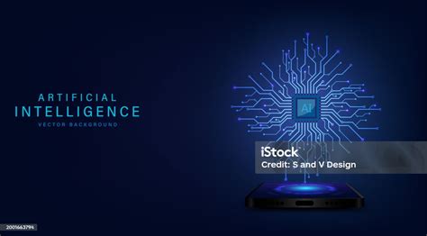 스마트폰의 인공 지능 기술 회로 기술 추상 배경입니다 웹을 위한 미래 기술 아트워크 배너 템플릿입니다 빅 데이터 및 기계 학습 벡터 일러스트 레이 션입니다 인공지능에 대한