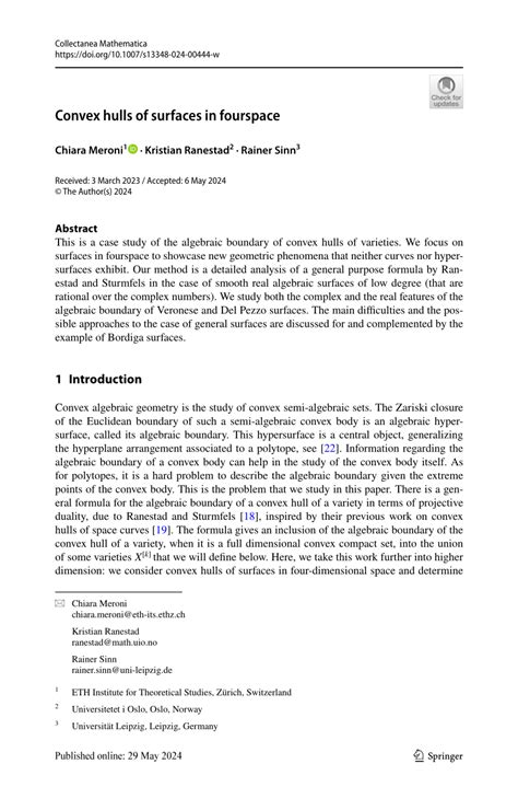 Pdf Convex Hulls Of Surfaces In Fourspace