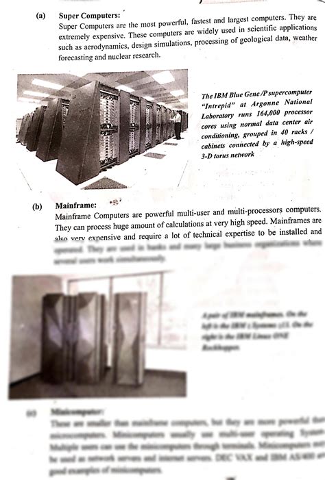 Solution Classification Of Computer According To Sizes Super Computer Mainframe And