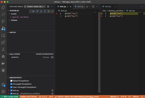 regression compared to ptvsd debugging python running in a bazel runtime sandbox causes