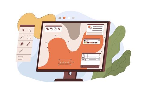 premium vector graphic editor interface on computer screen for