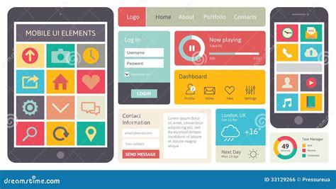 Mobile Ui Vector Elements Stock Vector Illustration Of Application