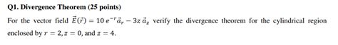 Solved Q Divergence Theorem Points For The Vector Chegg