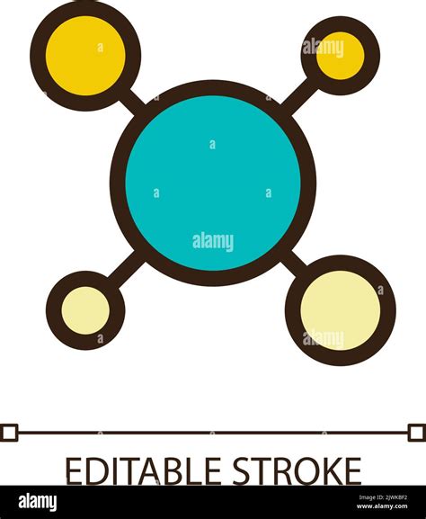 structure of molecules pixel perfect rgb color ui icon stock vector