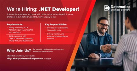 Datamatics Business Solutions On Linkedin Hiring Netdeveloper Csharp Techjobs Joinourteam