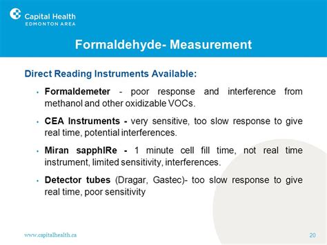 Formaldehyde Exposure Measurement At Capital Health Ppt Video Online Download