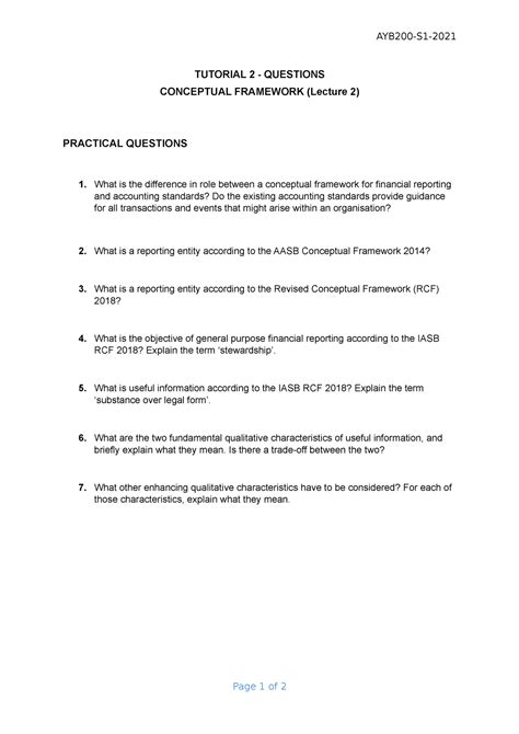 Ayb200 2021 1 L2 Tutorial Questions Ayb200 S1 Tutorial 2 Questions Conceptual Framework