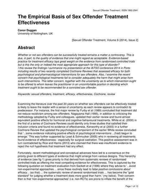 Pdf The Empirical Basis Of Sex Offender Treatment Effectiveness