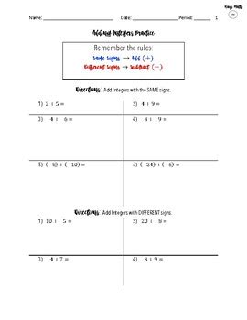 Adding Integers Worksheets By Boba Teach Repeat TPT