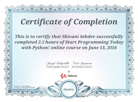 Shivani Sehdev On Linkedin Completion Certificate For Start Programming Today With Python
