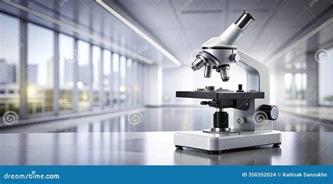 Clean Microscopy Setup With Microscope And Slides Royalty Free Stock Image