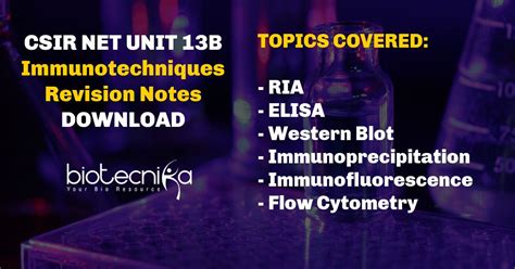 CSIR NET UNIT 13B Immunotechniques Revision Notes PDF Download In