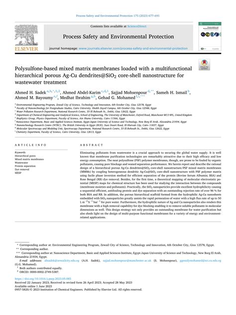 Pdf Polysulfone Based Mixed Matrix Membranes Loaded With A Multifunctional Hierarchical Porous