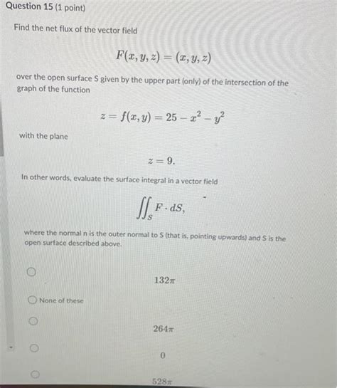Solved Question Point Find The Net Flux Of The Vector Chegg