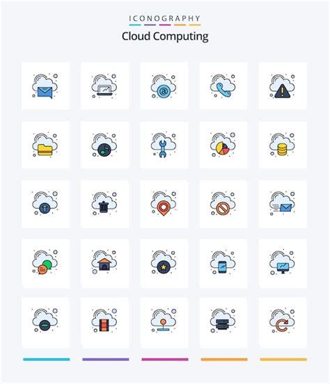 Free Vector Creative Cloud Computing 25 Line Filled Icon Pack Such As Error Telephone Cloud