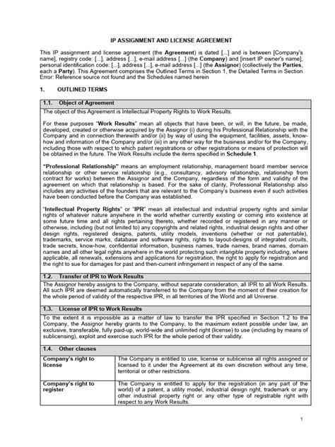 Ip Assignment And License Agreement Pdf Intellectual Property