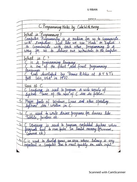 C Notes Harry Notes Pdf