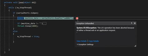 C After Clicking On Close Button I Got Systemioioexception Error