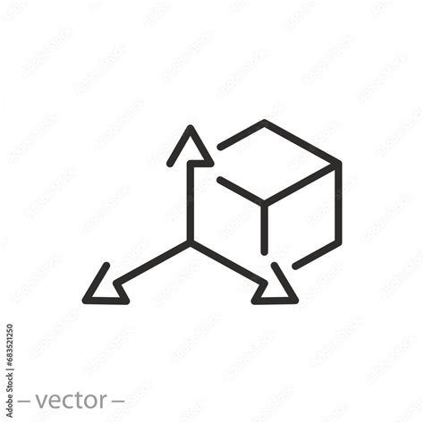 3d Space Modeling Icon Tridimensional Coordinate Spaces Xyz Cube With Arrows Thin Line Symbol