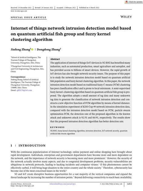 Security And Privacy 2022 Zhang Internet Of Things Network Intrusion Detection Model Based