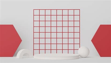 최소한의 기하학적 모양 디자인으로 3d 디스플레이 연단 모형 및 제품 프레젠테이션을 위한 렌더링 장면 0명에 대한 스톡 사진 및 기타 이미지 Istock