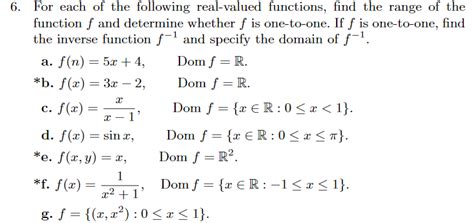 Solved For Each Of The Following Real Valued Functions Find