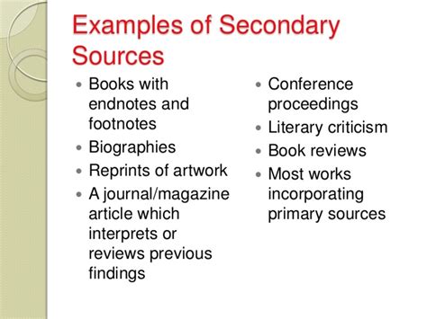 Secondary Sources