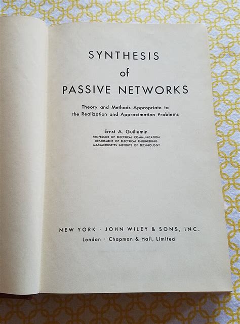 1950s Synthesis Of Passive Networks Engineering Electrical Engineer