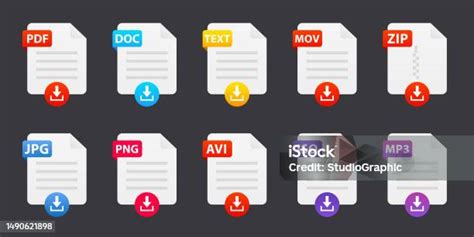 파일 형식 아이콘입니다 문서의 형식 및 확장 Pdf Doc Excel Png  Psd  Csv Xls Ppt Html