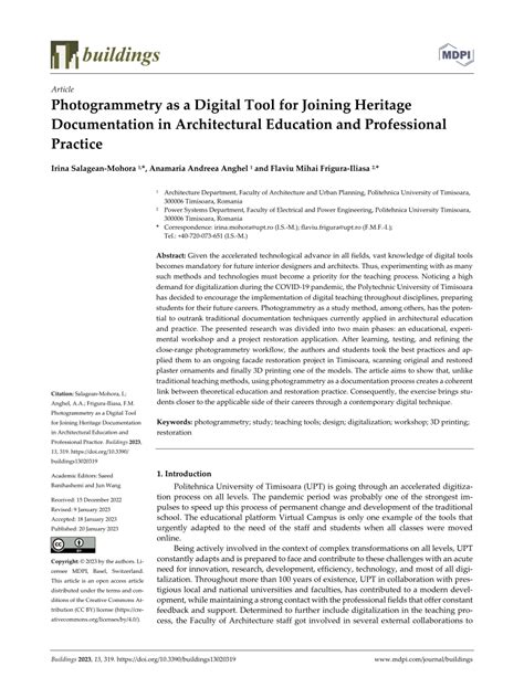 Pdf Photogrammetry As A Digital Tool For Joining Heritage Documentation In Architectural
