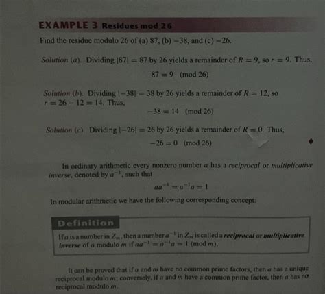 Solved Find The Residue Modulo 26 Of A 87 B 38 And