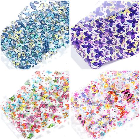 10 рулонов фольга для ногтей Бабочка звездное небо переводная наклейка Гель лак ползунок