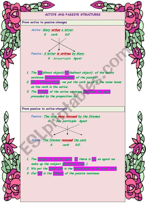 Passive Structures Grammar And Exercises Esl Worksheet By Anaisvi