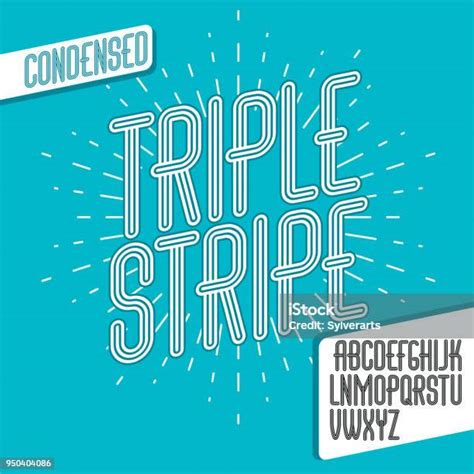벡터 펑키 자본 영어 알파벳 편지 컬렉션입니다 압축 된 글꼴을 차가운에서 스크립트는 Z 포스터 예술에 사용할 수 있습니다 기하학적 인 트리플 줄무늬를 사용 하 여 만든
