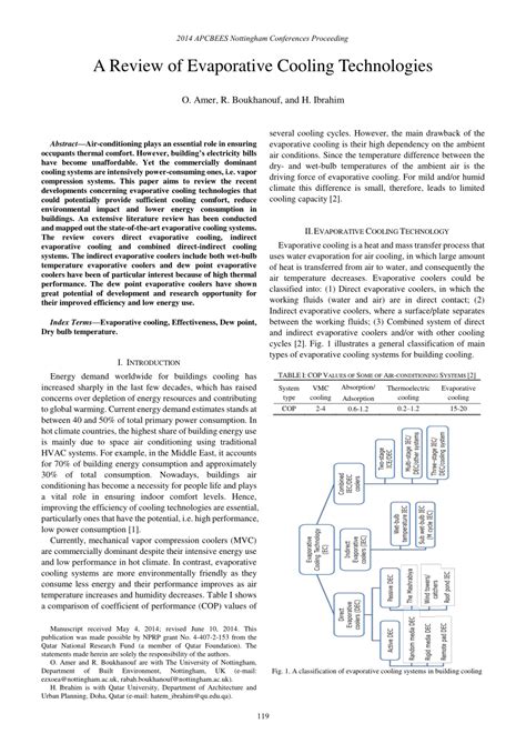 Pdf A Review Of Evaporative Cooling Technologies