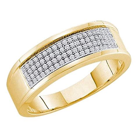 Certified 14 Cttw 10kt Yellow Gold Mens Round Diamond Wedding Band