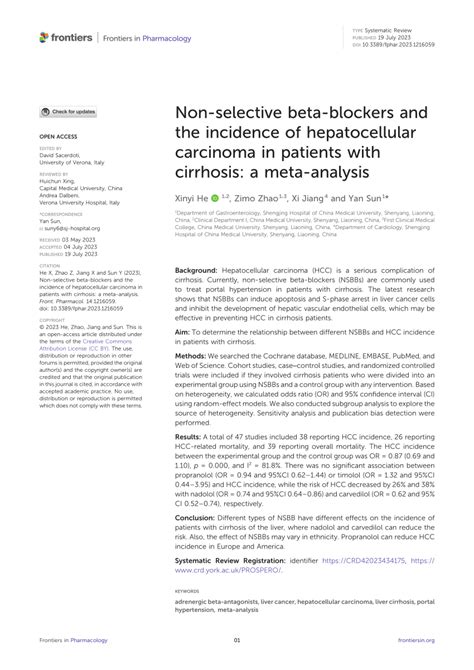 Pdf Non Selective Beta Blockers And The Incidence Of Hepatocellular