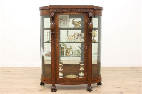 Antique Curio Cabinet With Curved Glass At Susan Burke Blog