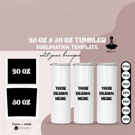 20 Oz Tumbler Template Straight Tapered Wrap 30 Oz Tumbler Wrap