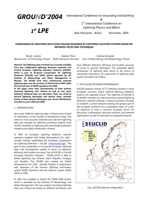 PDF COMPARISON OF LIGHTNING DATA OVER POLAND RECORDED BY LIGHTNING LOCATION SYSTEMS BASED ON