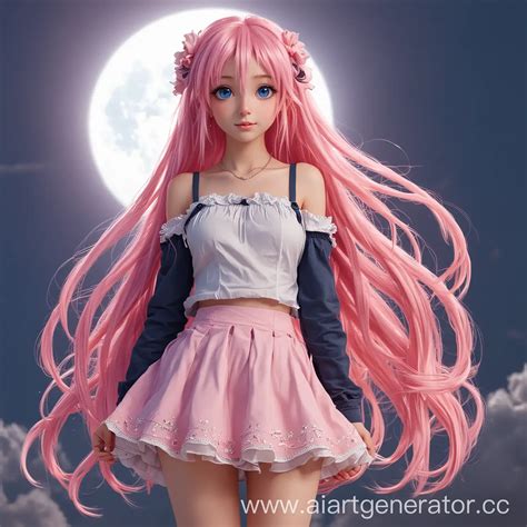 Mystical Anime Girl With Pink Hair Dancing Under Moonlight Ai Art Generator