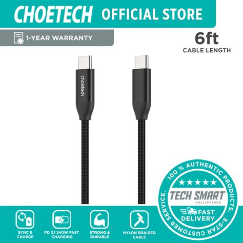 Choetech Pd W Usb C To Usb C Ft Nylon Cable Tech Smart Philippines